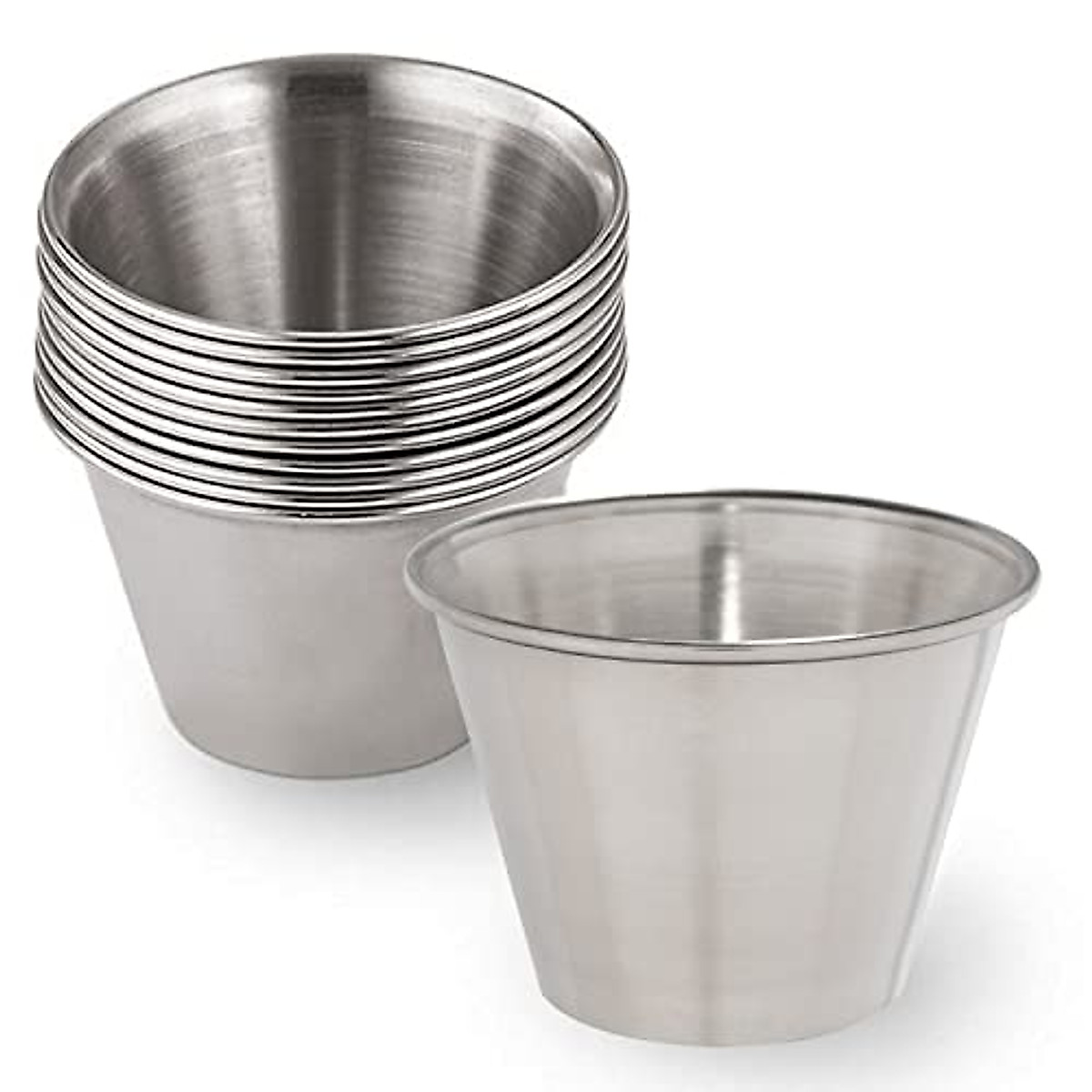 C&S Event Supply Co. 2.5oz Ramekins - Commercial Grade Silver Stainless Steel Sauce Cups, Round Small Bowls for Dipping Sauce Cup & Portion Control - Ideal for Au Jus, Condiments, Dips - Set of 12