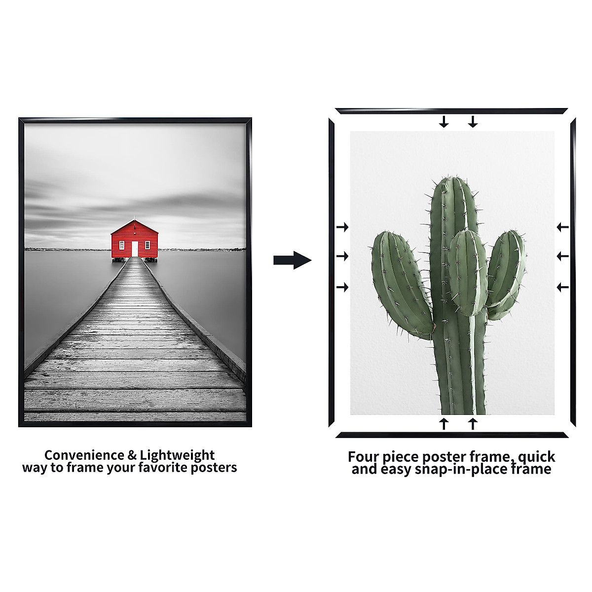 ELSKER&HOME 16x24 Poster Frame 3 Pack, Black Picture Frame for Horizontal or Vertical Wall Mounting, Sturdy and Scratch-proof