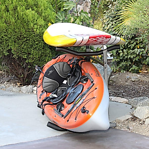 SPAREHAND Hybrid Kayak/SUP Heavy Duty Freestanding Storage Rack - 2 Tier Kayak Storage Rack - Garage Storage for Fishing Kayaks