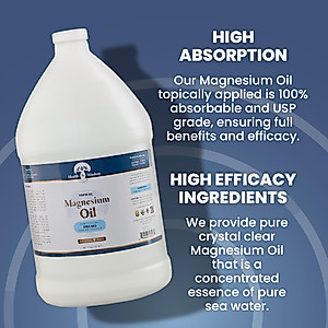 Health and Wisdom Topical Magnesium Oil - Pure Magnesium Oil, Magnesium Oil for Feet, Transdermal Magnesium Oil for Bath, Magnesium Massage Oil, Magnesium Chloride Oil, Magnesium Soak - 128 Fl Oz