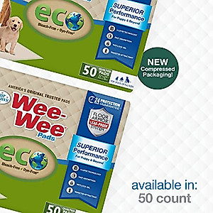 Four Paws Wee-Wee Superior Performance Eco Pee Pads for Dogs - Earth-Friendly Dog & Puppy Pads for Potty Training - Dog Housebreaking & Puppy Supplies - 22" x 23" (50 Count),White