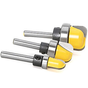 Yakamoz 3Pcs 1/4 Inch Shank Bowl and Tray Template Router Bit Set with Ball Bearing Dish Carving Router Bits Wood Cutter Woodworking Tool