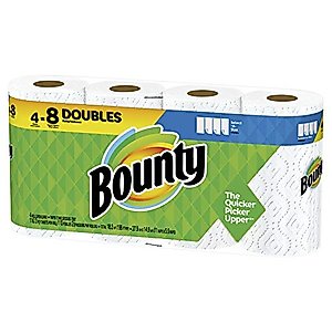 Bounty Select-A-Size Paper Towels, White, 4 Double Rolls = 8 Regular Rolls, 4Count (Pack Of 4)