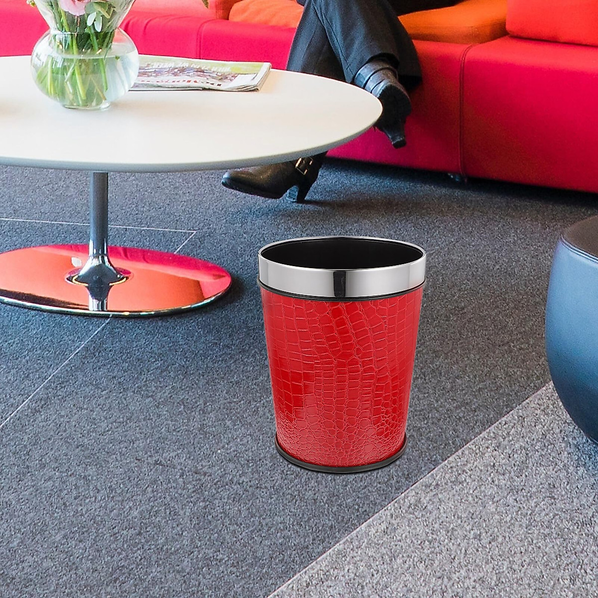 Operitacx Vintage Household Trash Can Lidless Retro Garbage Bin Kitchen Bathroom Office Bedroom Waste Bucket