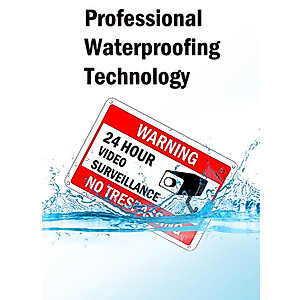 WISLIFE Video Surveillance Sign Set, 2 (10" X 7") Aluminum Warning Signs & 6 (6"X6") Window Stickers, Video Security Signs