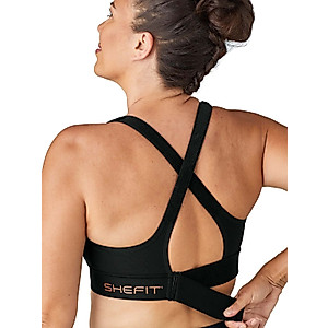 SHEFIT Ultimate Sports Bra for Women, High Impact Sports Bra, Black, 3X (3 Luxe)