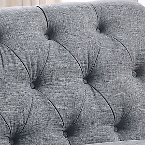 Rosevera Avondale Upholstered Tufted Fine Polyester Chair Sofa Bench with Armless Design Easy Assembly for Living Room Bedroom, Grey Loveseat