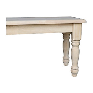 International Concepts Farmhouse Bench, Unfinished