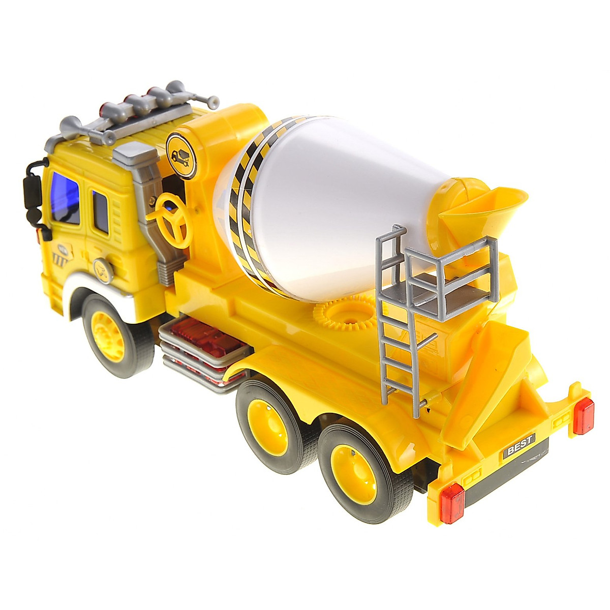 PowerTRC Push & Go Friction Powered Cement Truck Toy with Light and Sound | Realistic Play Mixer Construction Tanker Truck Toy Gift for Boys and Girls