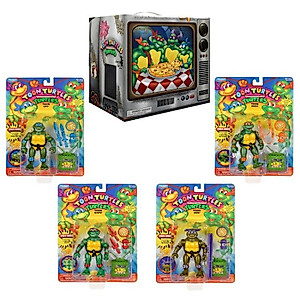 Teenage Mutant Ninja Turtles Figures Collection - Bundle with 4 TMNT Mini Figurines Toys for Boys with TMNT Stickers | TMNT Party Favors for Kids 8-12