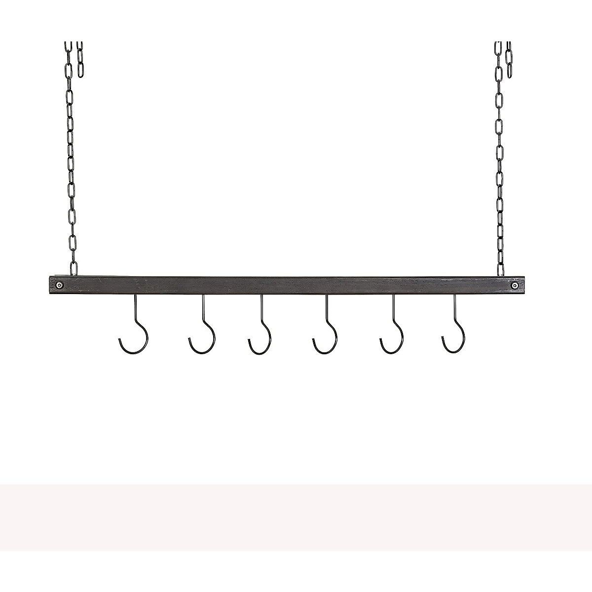 SODUKU Pot and Pan Rack Organizer, Ceiling Mounted Single Wooden Cookware Hanger with 6 Hooks for Pot Pans Utensils Espresso