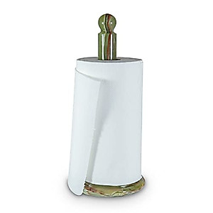 TheWolfard Luxury Handmade Calcite Crystal Paper Towel Holder Stand for Kitchen Countertop, Dining Table, Cabinet, Bathrooms & Housewarming Gifts and Healing Stone, WhitanBrown, 12.5x6x6 (PTH2021)