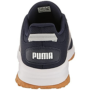 PUMA GOLF Men's Fusion Grip Extra Wide Golf Shoe, Puma Navy-Puma Silver-Quiet Shade, 13