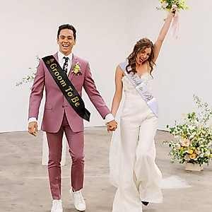 4 Pieces Groom and Bride to Be Sash Bride to Be and Groom to Be Badge for Bachelorette Party Supplies Bridal Shower Decorations