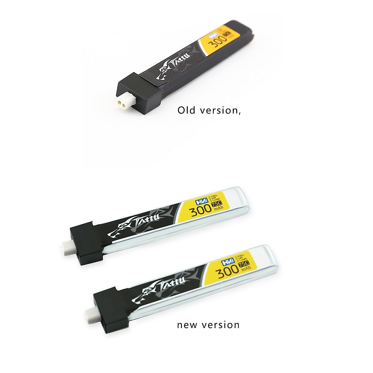 SoloGood TATTU 6pcs BT2.0 300mAh 1S Battery 3.8V 75C FPV Lipo Battery for FPV Tiny Whoop 1S Brushless Whoop Drone