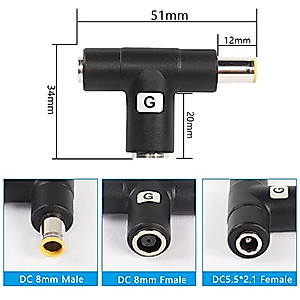 PNGKNYOCN DC 8mm Y Branch Adapter,DC 7909 Male to DC 7909 Female and DC 5521 Splitter for Solar Panel RV Portable Power Station Solar Generator and More（2-Pack）