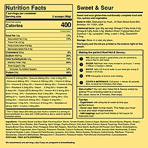 Huel Hot and Savory Instant Meal Replacement - Sweet and Sour - 14 Scoops Packed with 100% Nutritionally Complete Food, Including 24g of Protein, 14g of Fiber, and 27 Vitamins and Minerals