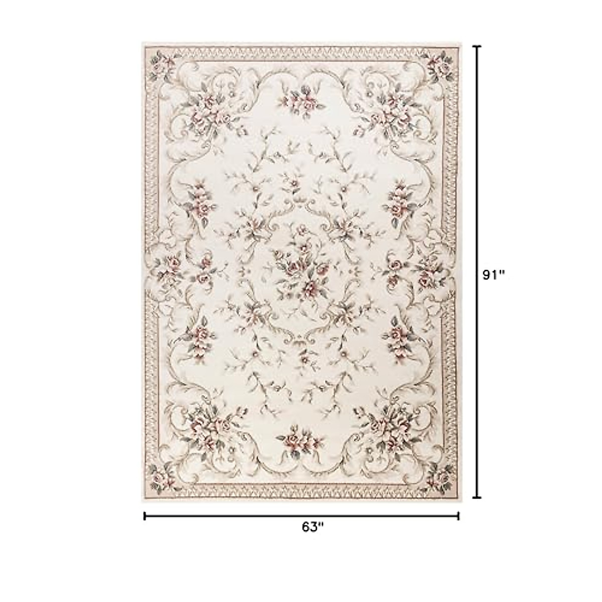 NEW HOME Classic Floral 5'3 x 7'7 Accent Rug in Ivory,