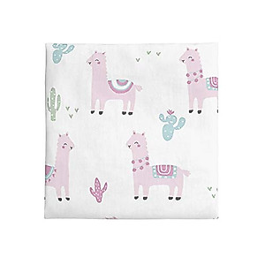 Super Soft Pink Llama Nursery Crib Fitted Sheet