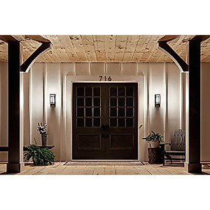 Kichler Camden 11" 1 Light Outdoor Wall Light with Opal Etched Glass in Anvil Iron, 9.5 in