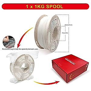 RepRapper White Extra Strong PLA PRO (PLA+) Filament for 3D Printer & 3D Pen 1.75mm (± 0.03mm) 2.2lbs (1kg)