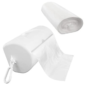 Plastic Bag Roll Dispenser, Trash Bag Storage Box Holder Multipurpose for Home, Kitchen, Bathroom, Car and Pet Waste bag Includes Garbage Small Plastic Bag Roll (30 bags - 13” x 20”) (White)
