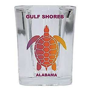 Gulf Shores Alabama Souvenir Rainbow Turtle Design Square Shot Glass