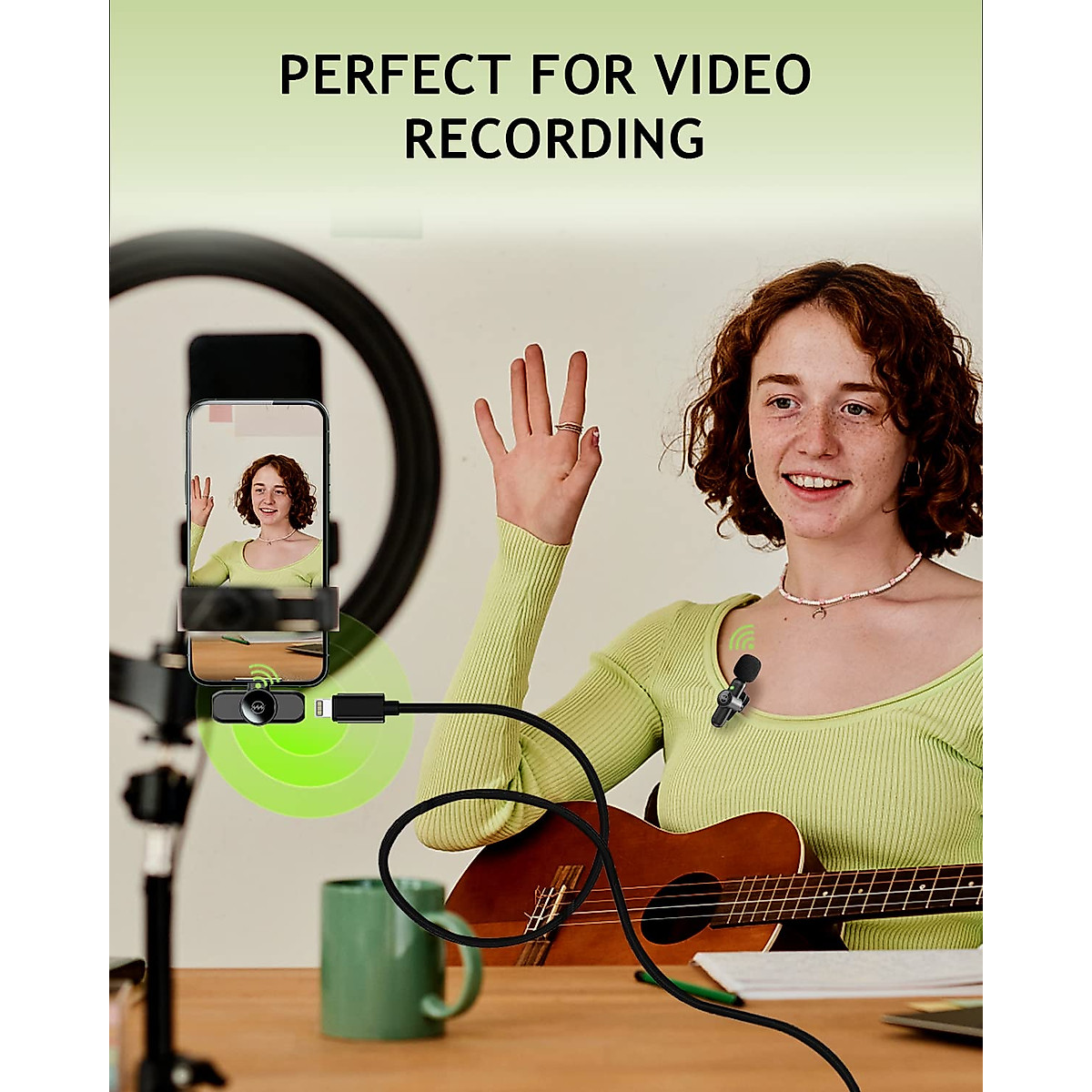 NEWWARE Wireless Lavalier Microphones for iPhone iPad, Lapel Mic with Charging Case and LCD Display, Plug-Play, Noise Reduction, for Recording, Vlog, TikTok, Live Stream (K3)