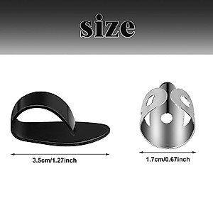 6 Pieces Banjo Finger Picks Set, Including Stainless Steel Finger Picks and Thumb Picks, Metal Finger Picks Adjustable Bass Finger Picks for Guitar, Banjos and Other Instruments (Silver, Black)