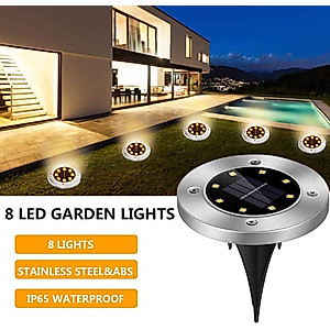 Solar Ground Lights, Timepoch 4 Pack Solar Lights Outdoor 8 LED Solar Garden Lamp Waterproof In-Ground Outdoor Landscape Lighting for Patio Pathway Lawn Yard Deck Walkway (Warm White)