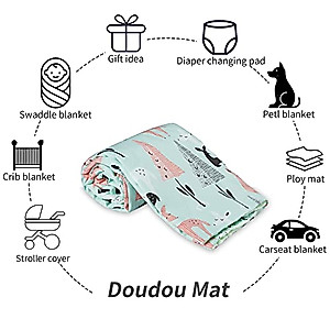 Pinko Coral Baby Blanket for Boys Girls Soft Plush Minky Blanket with Double Layer Dotted Backing，Printed Animal Bed Throws for Children (Green Forest Deer, M)