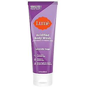 Lume Acidified Body Wash - 24 Hour Odor Control - Removes Odor Better than Soap - Moisturizing Formula - Formulated Without SLS or Parabens - OB/GYN Developed - 8.5 ounce (Lavender Sage)