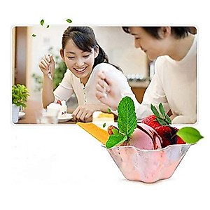 Healthcom 50 Packs Clear Plastic Ice Cream Dessert Bowls Dessert Cups Flower Ice Cream Cup Sundae Bowls Disposable Plastic Dessert Bowls Holder Salad Serving Bowl for Tasting Party Appetizers