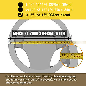 Valleycomfy Steering Wheel Covers Universal 15.75 inch - Genuine Leather, Breathable, Anti Slip & Odor Free (Coffee, L(15" 1/2-16"))