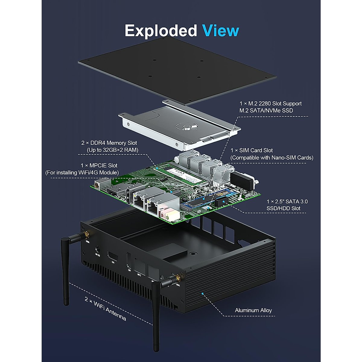 Baieyu Industrial Fanless Computer Core i5-8260U, Fanless Mini PC Preinstalled Windows 11 Pro 16GB RAM DDR4 512GB SSD, 2×HD Port, 2×RS232 COM, 4×USB 3.0, 4×USB 2.0, Auto Power On, Industrial Mini PC
