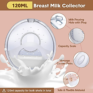 Lictin Breast Shell Breastmilk Collector for Breastfeeding 2 Pcs Silicone Breast Pad Nursing Cup Milk Saver for Nursing Moms Protect Sore Nipples Soft and Reusable with 20 Breast Milk Storage Bags