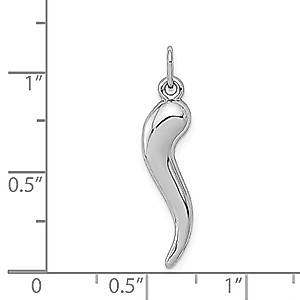 IceCarats 14K White Gold Cornicello Italian Horn Necklace Lucky Protection Amulet Pendant Chilli Pepper Charm 28mm x 6.23mm Only
