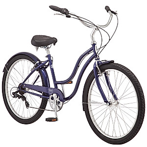 Schwinn Mikko Adult Beach Cruiser Bike, Featuring 17-Inch/Medium Steel Step-Over Frames, 7-Speed Drivetrains, Navy