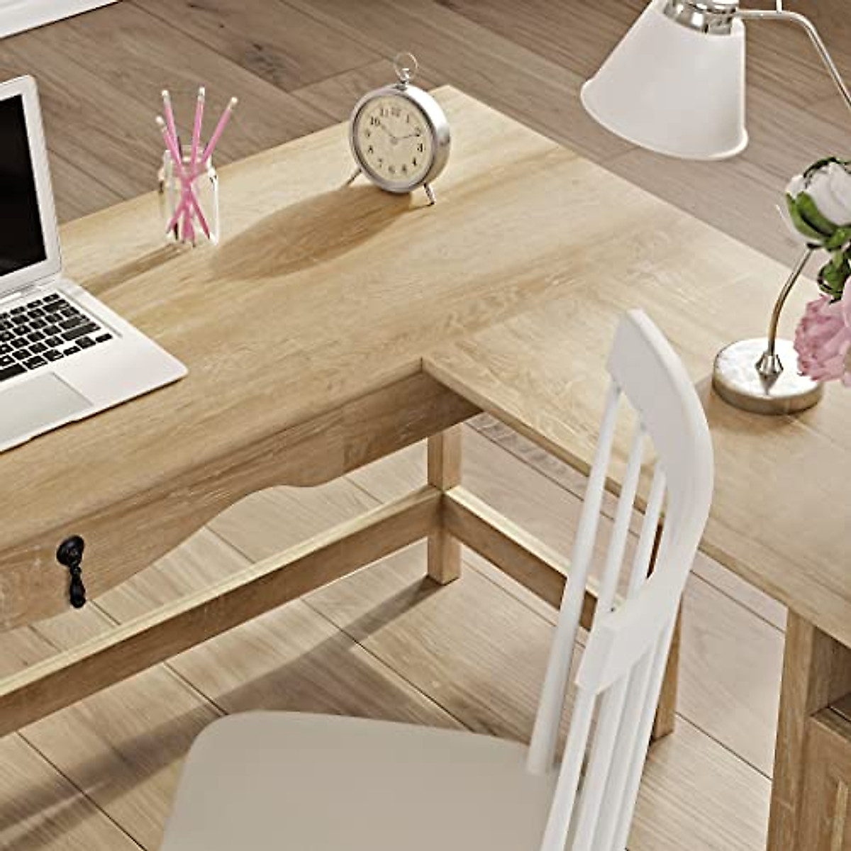 Sauder Adaline Cafe L-Desk, L: 59.65" x W: 59.65" x H: 29.92", Orchard Oak Finish