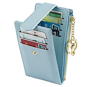 SUMGOGO Womens Small Wallet for Woman Slim Bifold Zipper Card Case Wallets Bling Coin Purse (A-Burgundy)