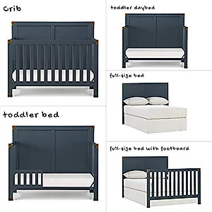Baby Relax Miles 5-in-1 Convertible Crib, Graphite Blue