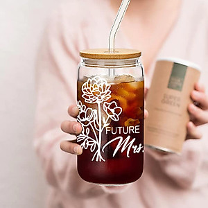 AYERMOYO Bride to Be Gifts-Bridal Shower Gifts-Engagement Gift-Engagement Gifts for Women-Engaged Gifts for Her- Bride Gifts-16 OZ Future Mrs Can Glass