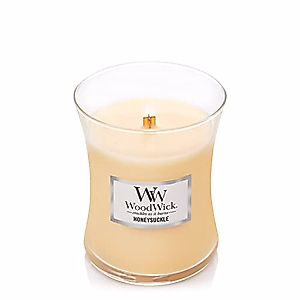WoodWick Vanilla Bean Medium Hourglass Candle, 9.7 oz& Honeysuckle Medium Hourglass Candle, 9.7 oz.