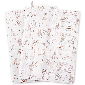Hi Sasara 60 Sheets Western Cowboy Cowgirl Tissue Paper Bulk,14 x 20 inch,Brown Cow Boy Hat and Cow Boy Boots Tissue Paper for Gift Bags,White Cow Boy Girl Tissue Paper for Birthday (Brown)
