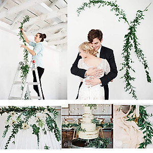 Artiflr 2 Pack Artificial Hanging Leaves Vines, 5.7 Ft Fake Willow Leaves Twigs Silk Plant Leaves Garland String in Green for indoor/outdoor Wedding Decor Party Supplies Greenery Crowns Wreath