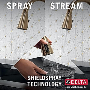 Delta Faucet Lenta Gold Kitchen Faucet Touch, Touch Kitchen Faucets with Pull Down Sprayer, Kitchen Sink Faucet, Faucet for Kitchen Sink, Touch2O Technology, Champagne Bronze 19802TZ-CZ-DST