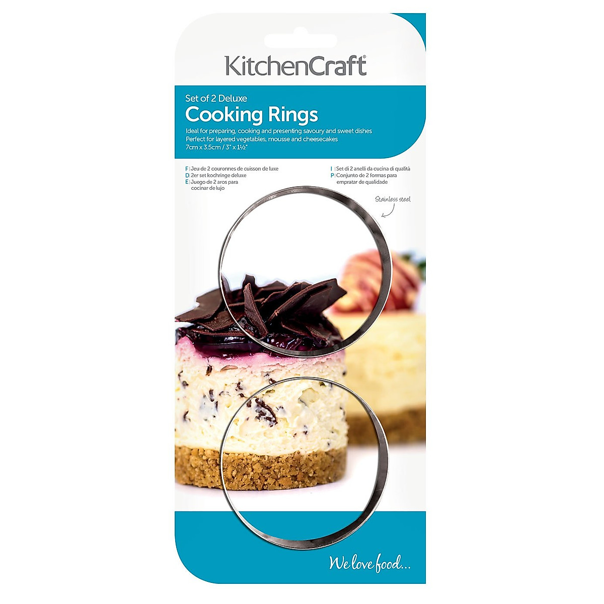 Kitchen Craft Cooking Rings, Stainless Steel, 7 x 3.5 cm, Set of 2