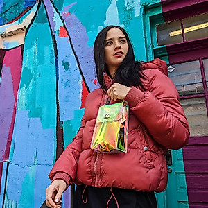 INICAT Clear Small Crossbody Bags Stadium Approved Cell Phone Jelly Purse Shoulder Bag For Women(Colorful-Vertical2)