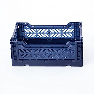 AY-KASA Collapsible Storage Bin Container Basket Tote, Folding Basket Crate Container : Storage, Kitchen, Houseware Utility Basket Tote Crate - Mini-Box (Navy)