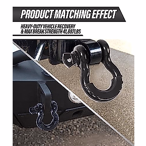 Reswish ESEWALAS 2 Pack 3/4" Shackles,41,887Ibs Break Strength with 7/8" Screw Pin and Shackle Isolator Washers Kit,Offroad Towing Accessories,Heavy Duty D Ring Shackle (Black)